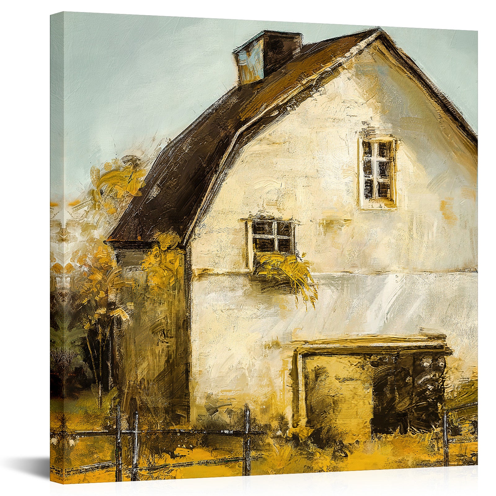 Farm House Realistic Canvas Print – iHAPPYWALL